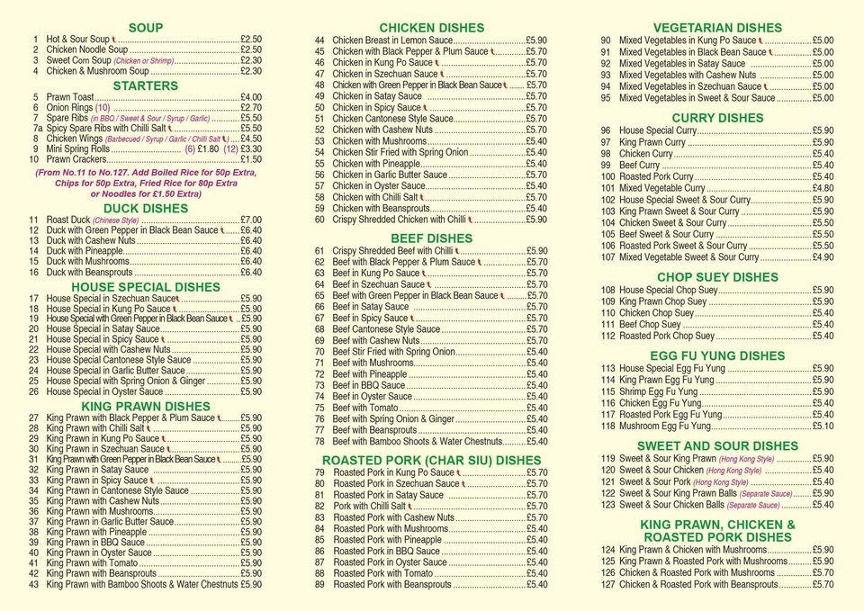 Menu at New Great Wall restaurant, Middlesbrough