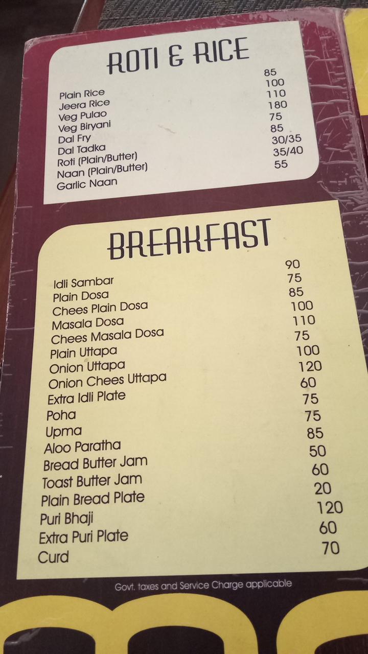 Menu at Orchard Cafe, Sanaswadi