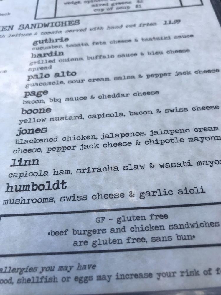 Menu at Stella restaurant, Iowa City