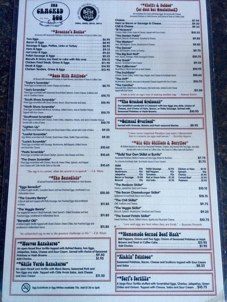 Menu at The Cracked Egg restaurant, Henderson, N Green Valley Pkwy #480
