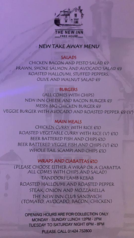 Menu at The New Inn pub & bar, Westfield