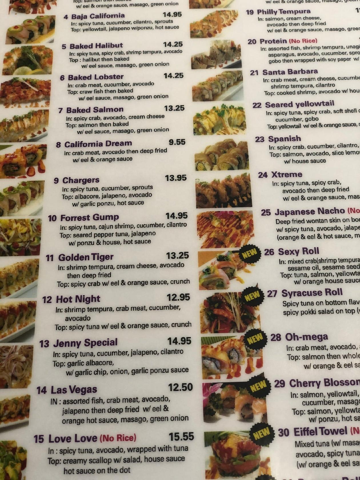 Menu at Yama Restaurant, Fallbrook
