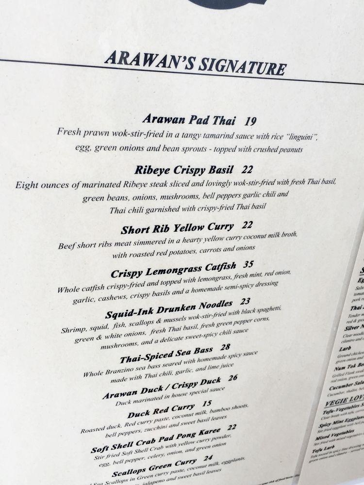 Menu at Arawan Thai Bistro and Dessert desserts, Las Vegas