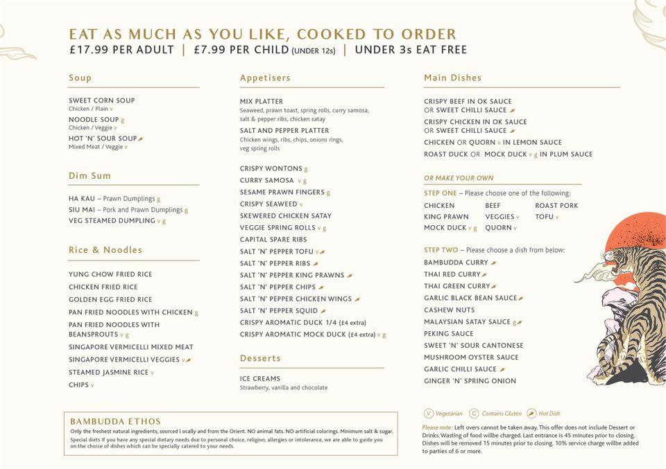 Menu at Bambudda Ripon restaurant, Ripon