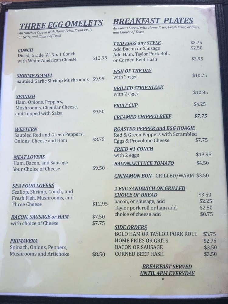 Menu at Cracked Conch Cafe, Marathon