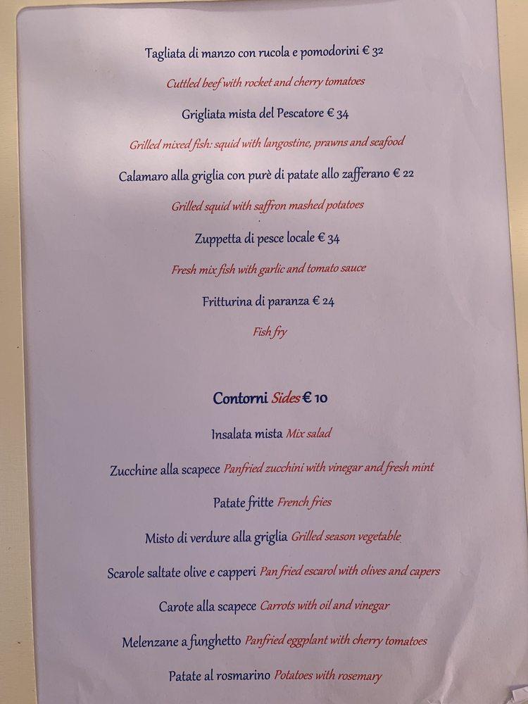Menu at Da Luigi Ai Faraglioni pub & bar, Capri