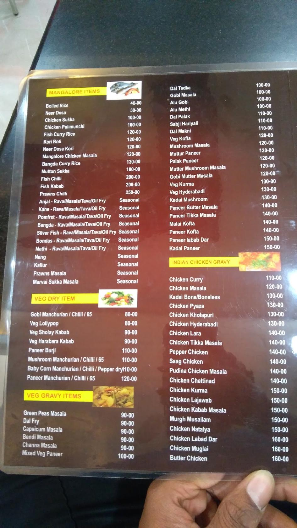 Menu at Food Land New, Bengaluru