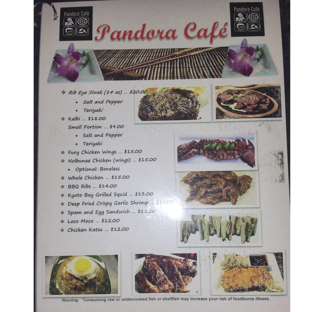 Menu at Pandora Cafe Karaoke/Bar & Grill, Honolulu