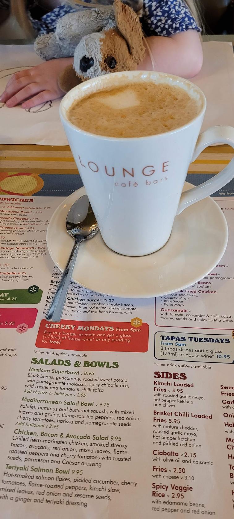Menu at Tarko Lounge cafe, Barnstaple