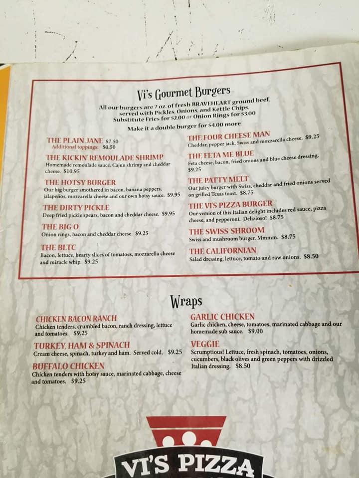 Menu at Vi's Pizza & TNT Bar, Biwabik, 301 Main St