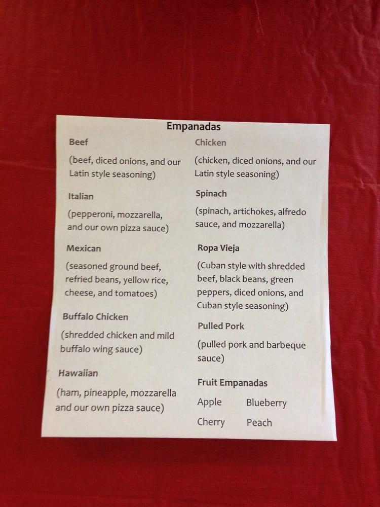 Menu at Empanada Factory restaurant, Ocala
