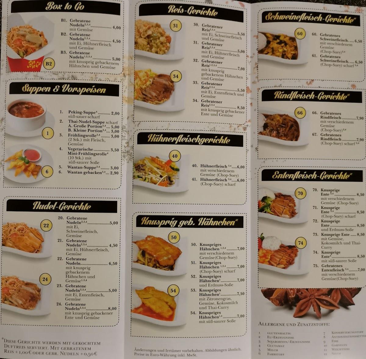 Menu at May May restaurant, Magdeburg