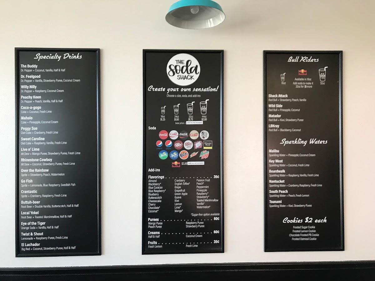 Menu at The Soda Shack restaurant, Lubbock, 82nd St