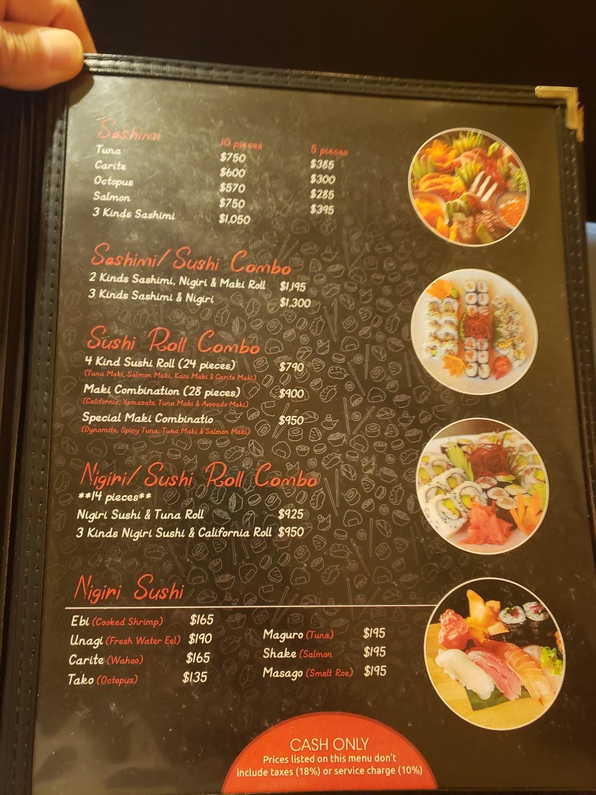 Menu at Yamazato Cabarete, Cabarete
