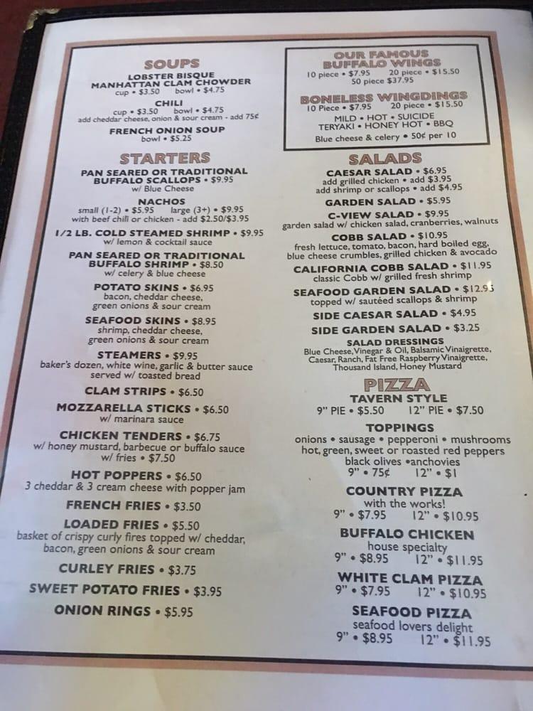 Menu at C-View Inn pizzeria, Cape May
