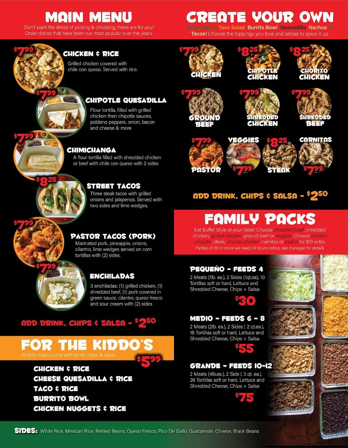 Menu at Casa Del Rio Express restaurant, Fairlawn