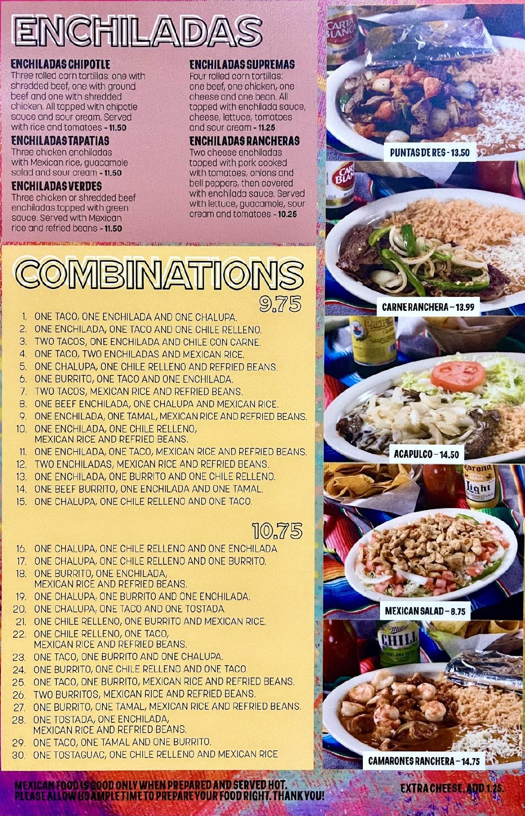 Menu at Los compadres restaurant, Hopkinsville