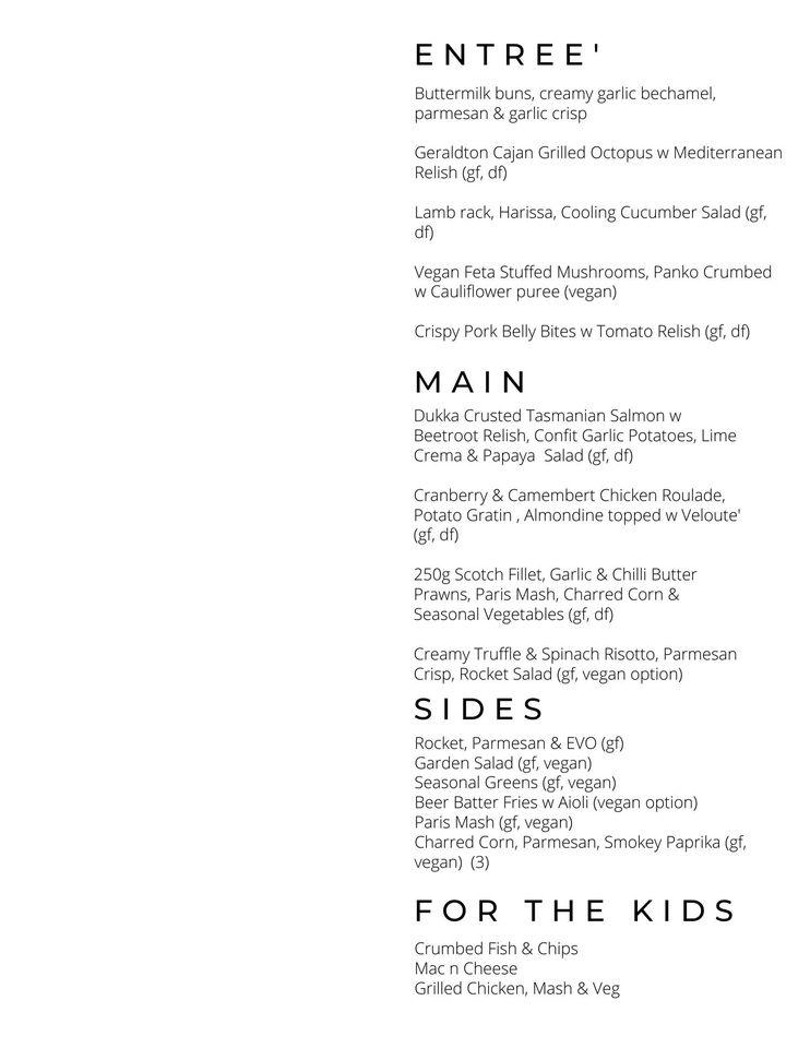Menu at Piper Lane Cafe, Geraldton