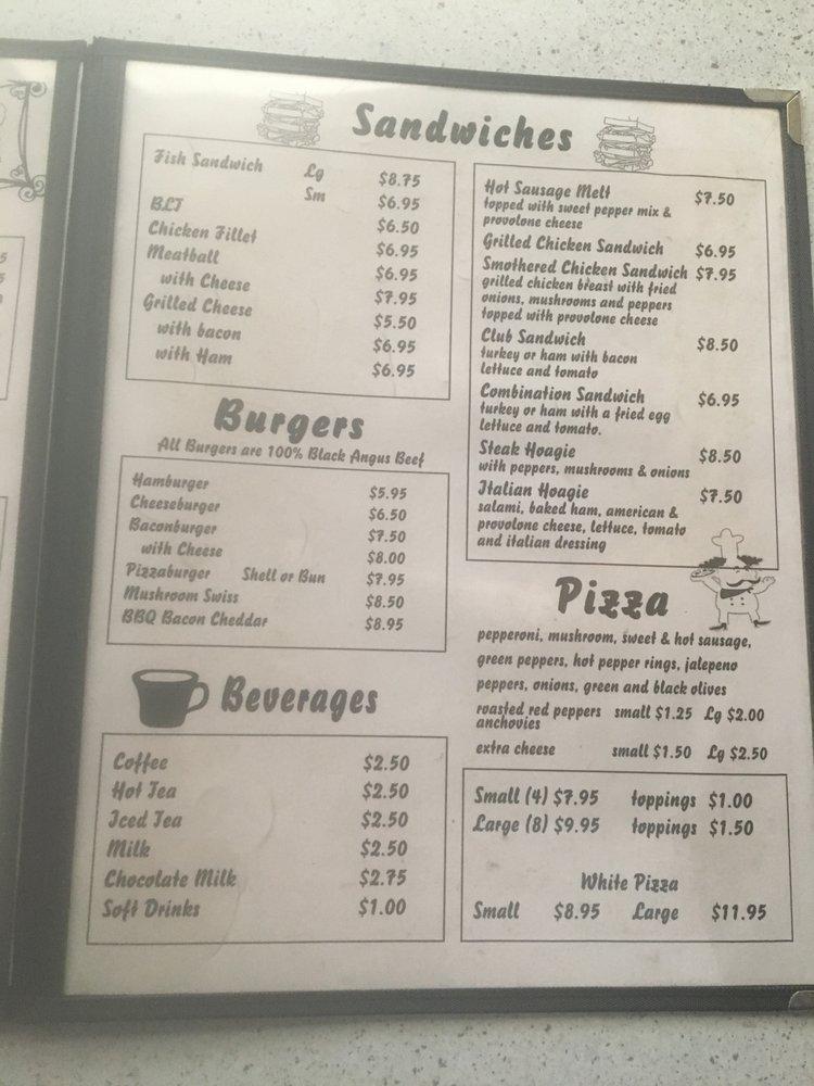 Menu at Ponce's Place restaurant, Monongahela