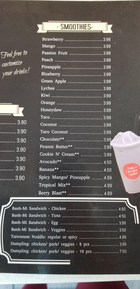 Menu at The Boba Shop, Spring, North Fwy Suite 100