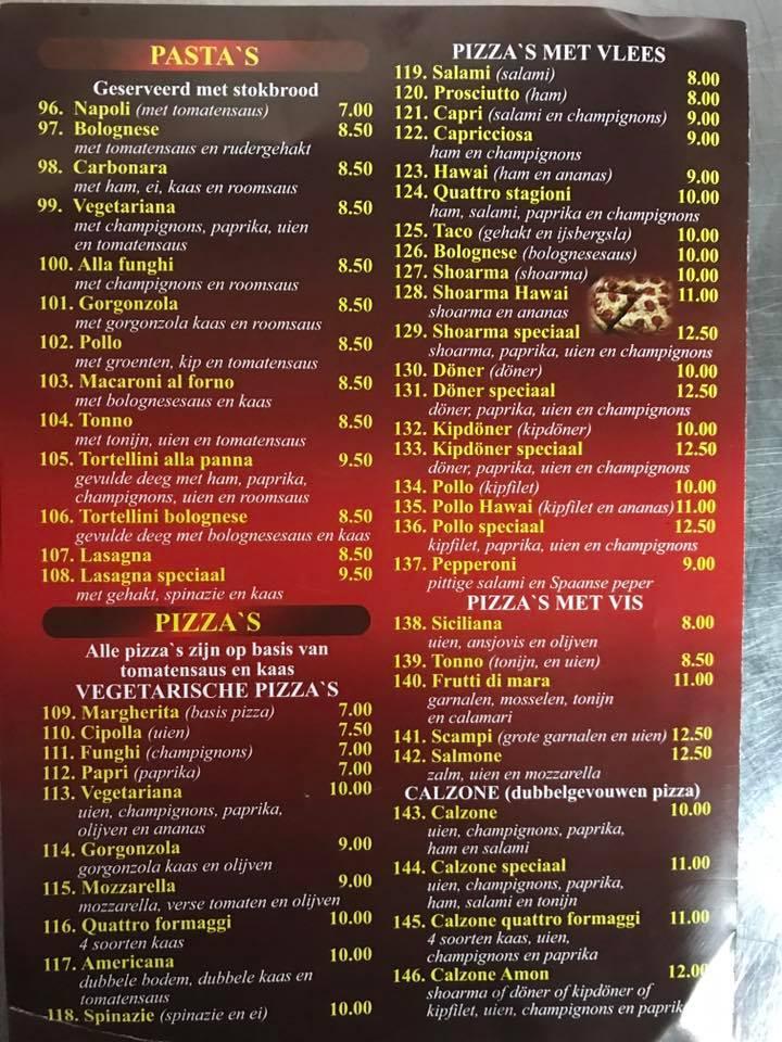 Menu at amon sphinx sevenum, Sevenum