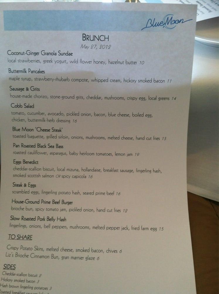 Menu at Blue Moon pub & bar, Rehoboth Beach, 35 Baltimore Ave