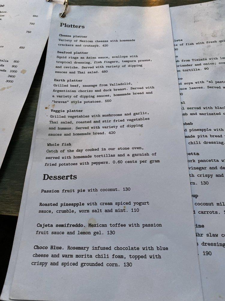 Menu at LUUMA pub & bar, Holbox