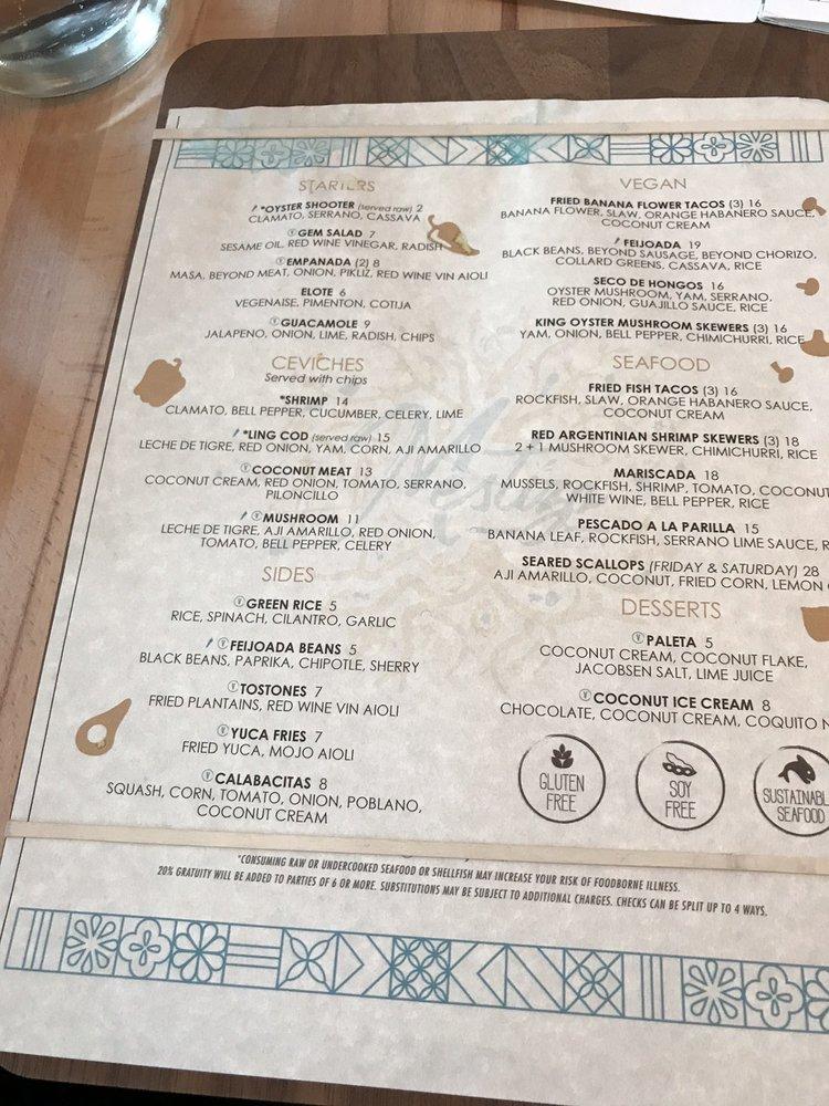 Menu at Mestizo pub & bar, Portland