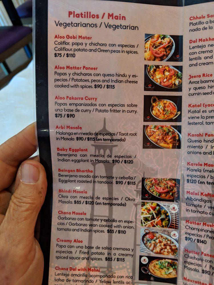 Menu at Punjabi Indian Cuisine restaurant, Tijuana, C-6