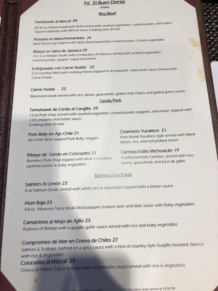 Menu at Don Chente Bar & Grill, Pico Rivera