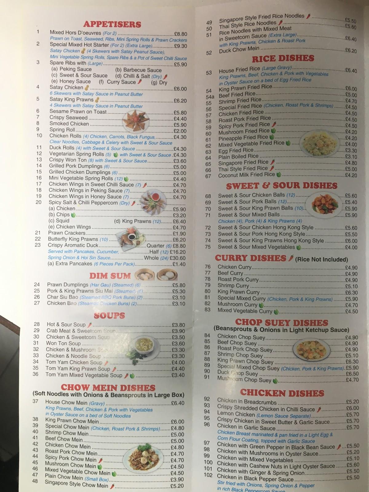 Menu at Dragon Inn fast food, Ashford, 7 Woodlands Parade
