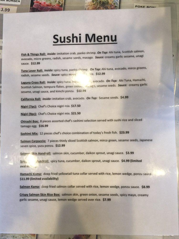 Menu at Fish & Things Poke Bar, Elk Grove