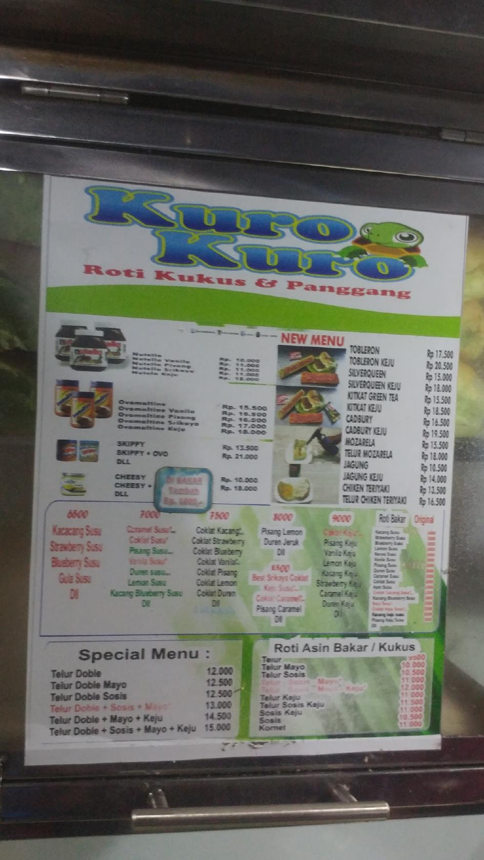 Menu at Kuro Kuro Jatiwaringin, Roti Bakar & Roti Kukus restaurant ...