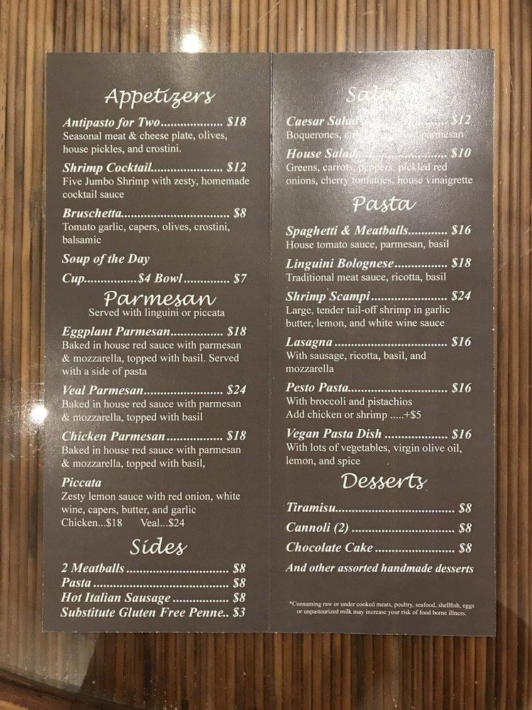 Menu at Lena's Italian Comfort restaurant, Portland