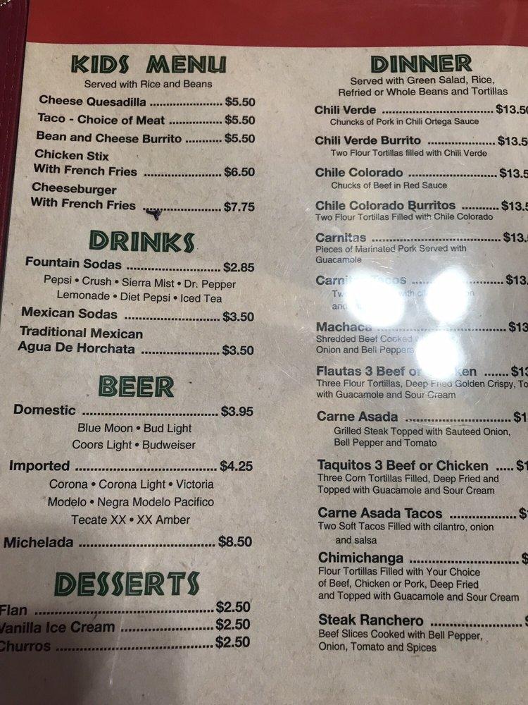 Menu at Los Hermanos Méxican Restaurant, Sutter Creek