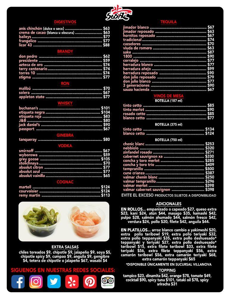 Carta de Sushi Bar & Delivery, Mexicali, Calzada Cetys 1385 Centro ...