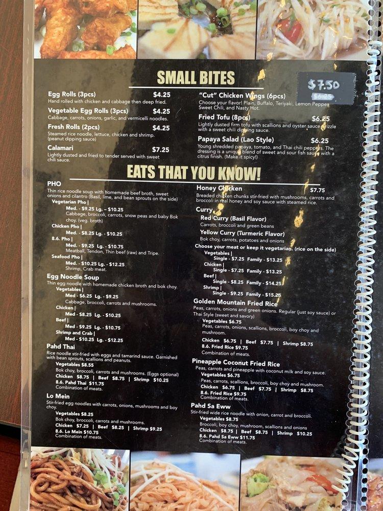 Menu at The 8.6.Pho restaurant, Boiling Springs