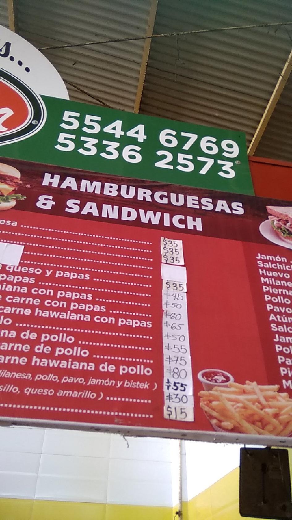 Menu at Tortas La Tortita restaurant, Mexico