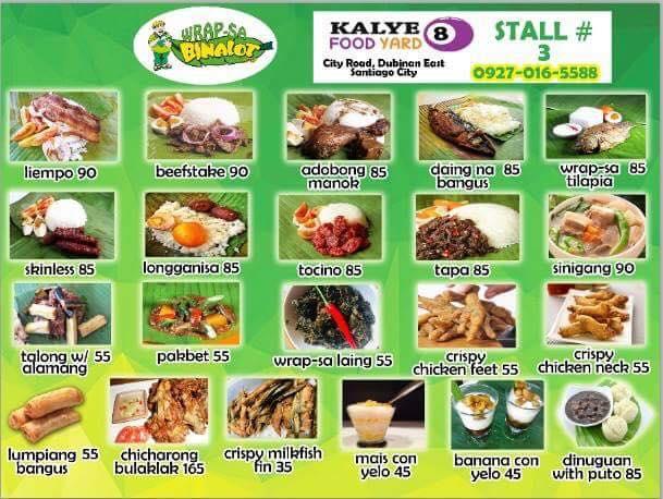 Menu at Wrap-Sa Binalot Atbp. restaurant, Santiago
