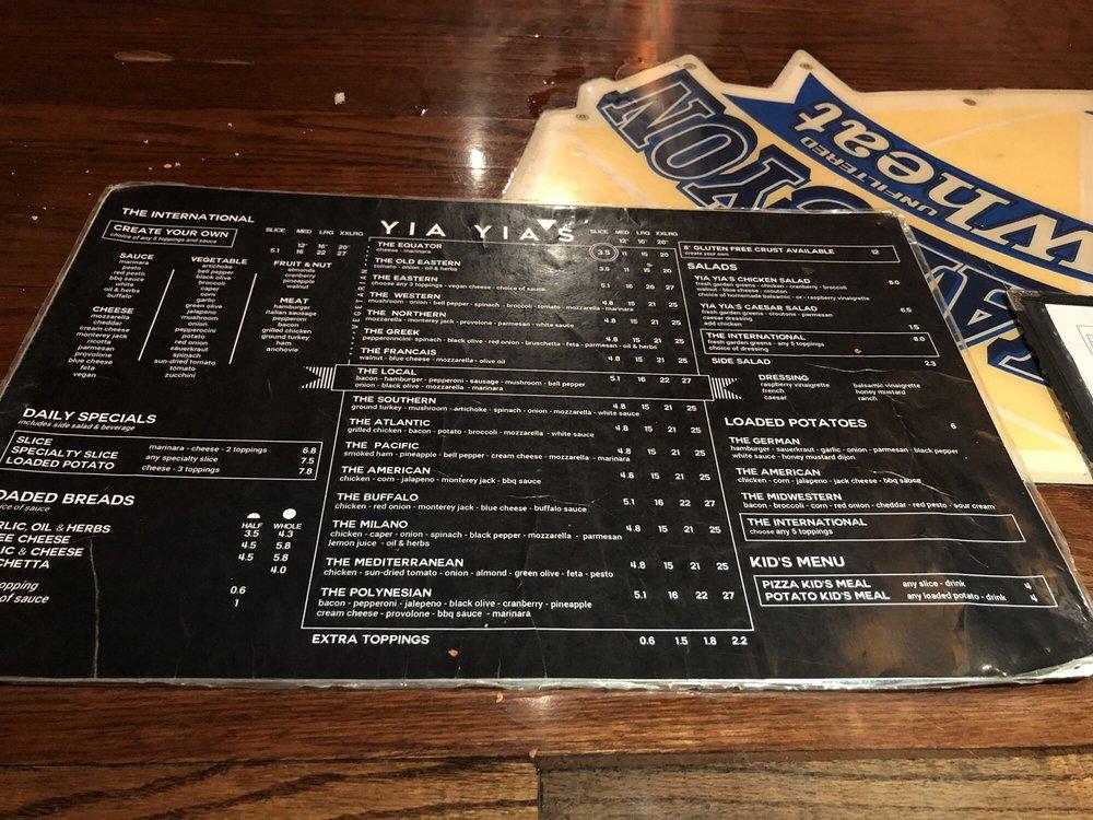 Menu at Yia Yia's pub & bar, Lincoln, O St