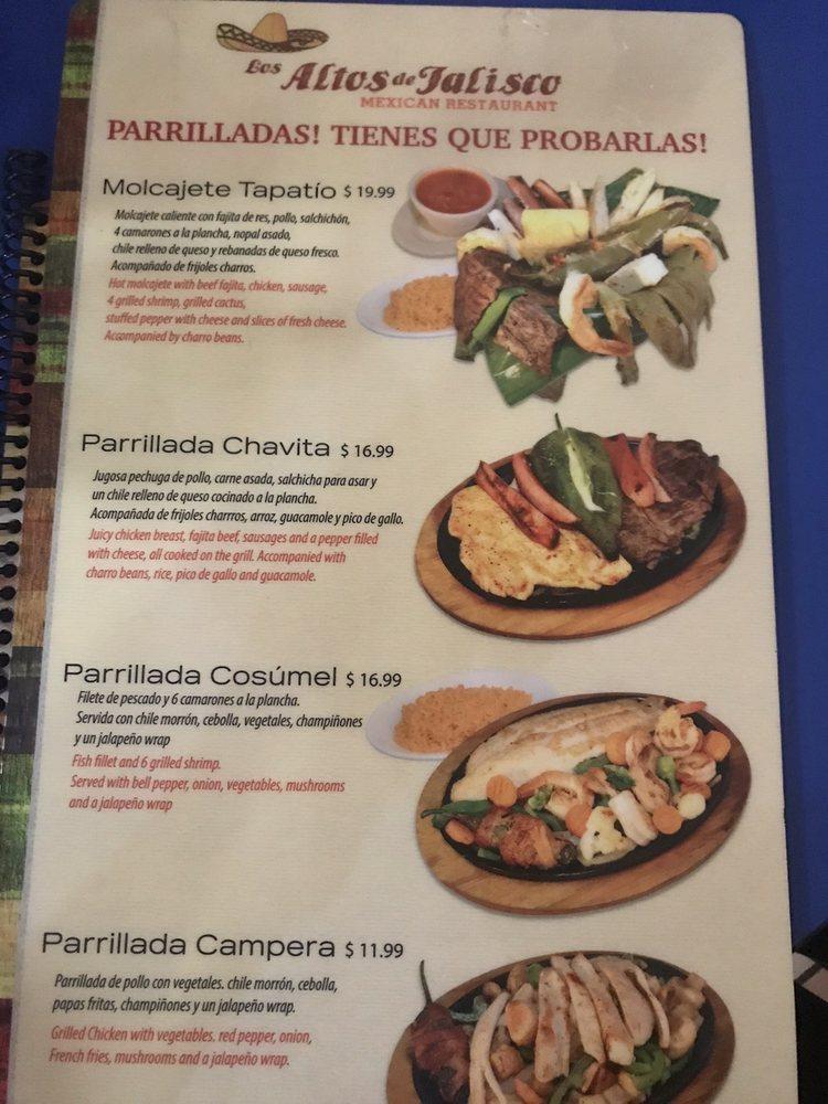 Menu at Los Altos De Jalisco Mexican Restaurant #4, Dallas, Abrams Rd # 102