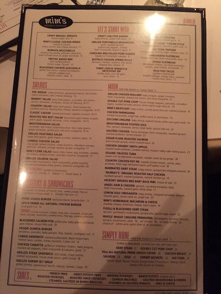 Menu at Mim's Restaurant, Roslyn Heights