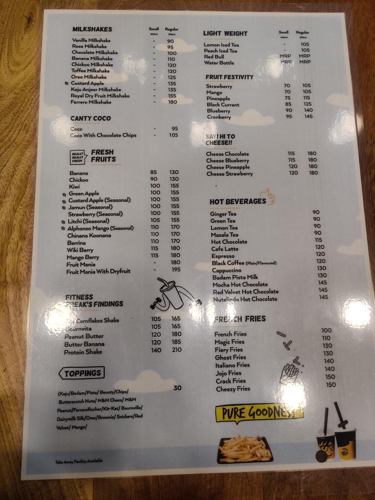 Menu at The Shake Maker, Anand