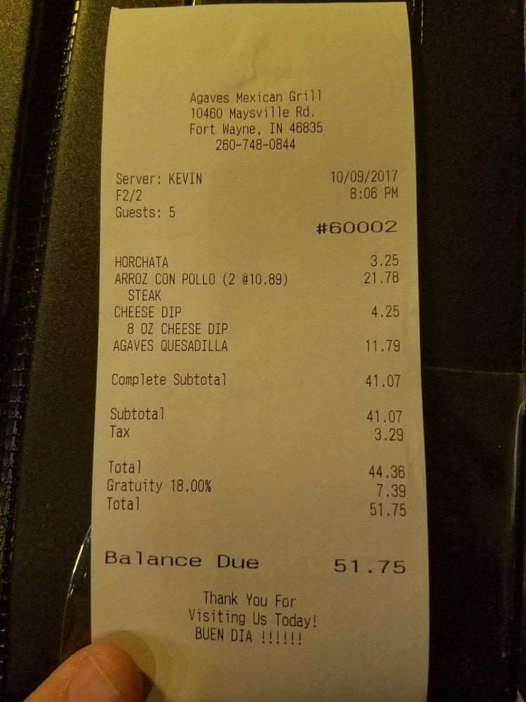 Menu at Agave's Mexican Grill Maysville restaurant, Fort Wayne ...