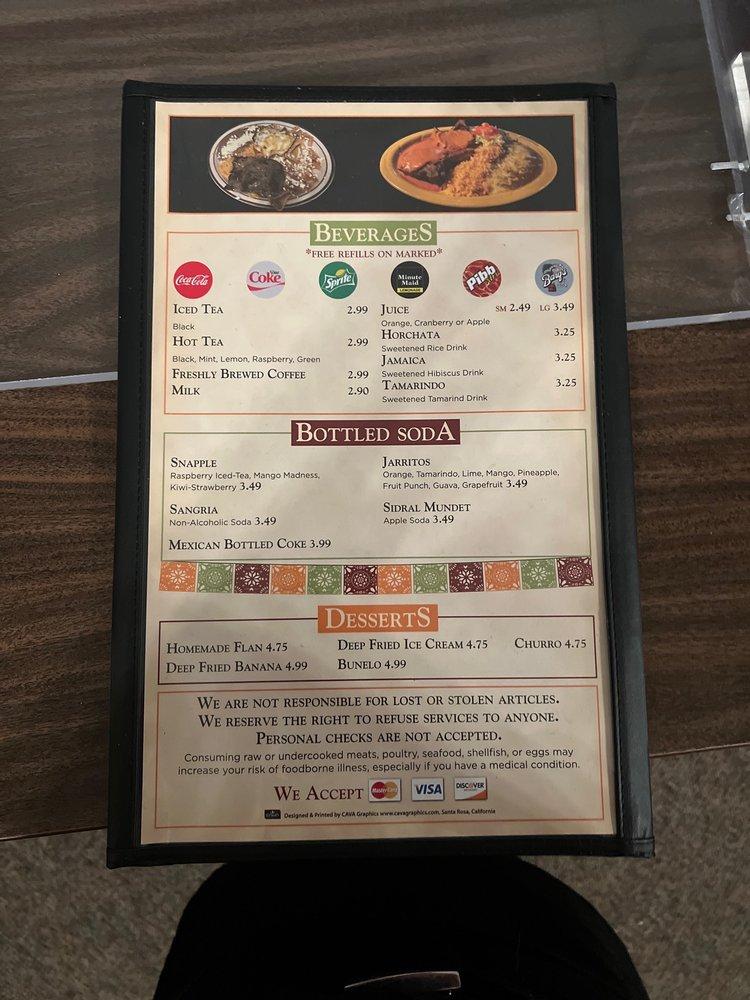 Menu at Chapala Café restaurant, Eureka, 201 2nd St