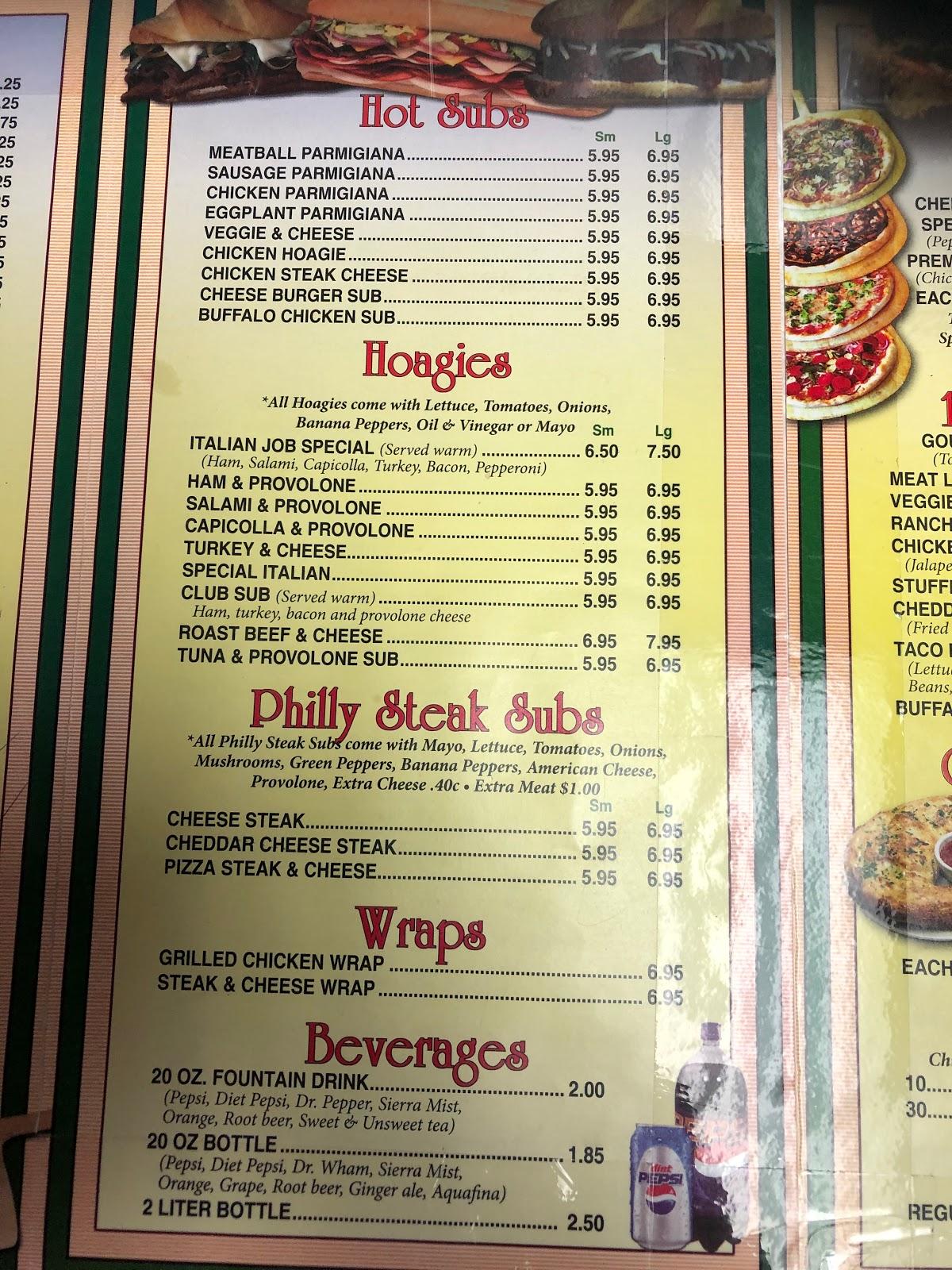Menu at The Italian Job pizzeria, New Market