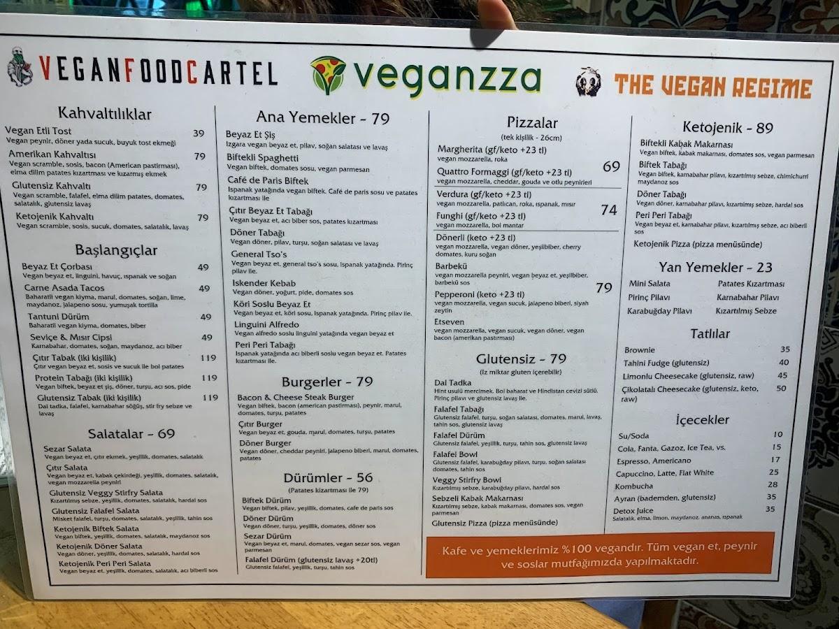 Menu at Vegan Food Cartel, Istanbul