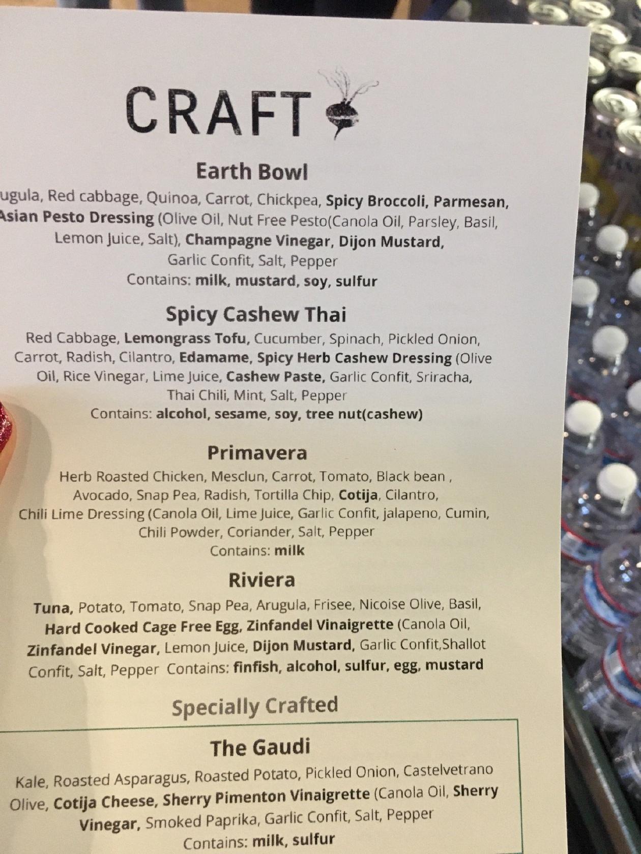 Menu at YouTube Craft Cafe, San Bruno