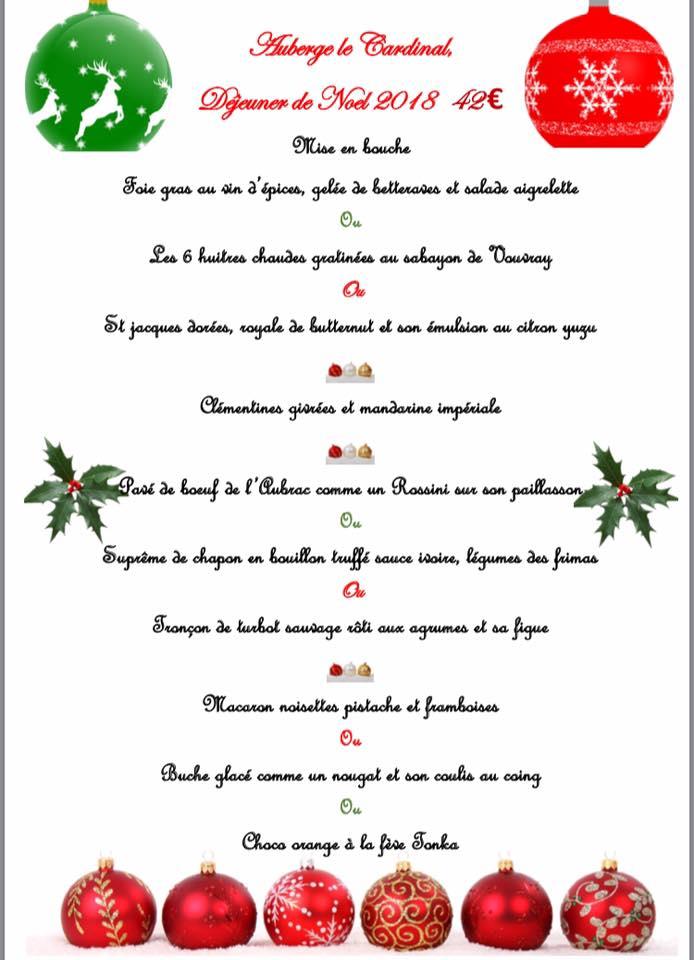 Menu au Auberge Le Cardinal Richelieu restaurant, Richelieu