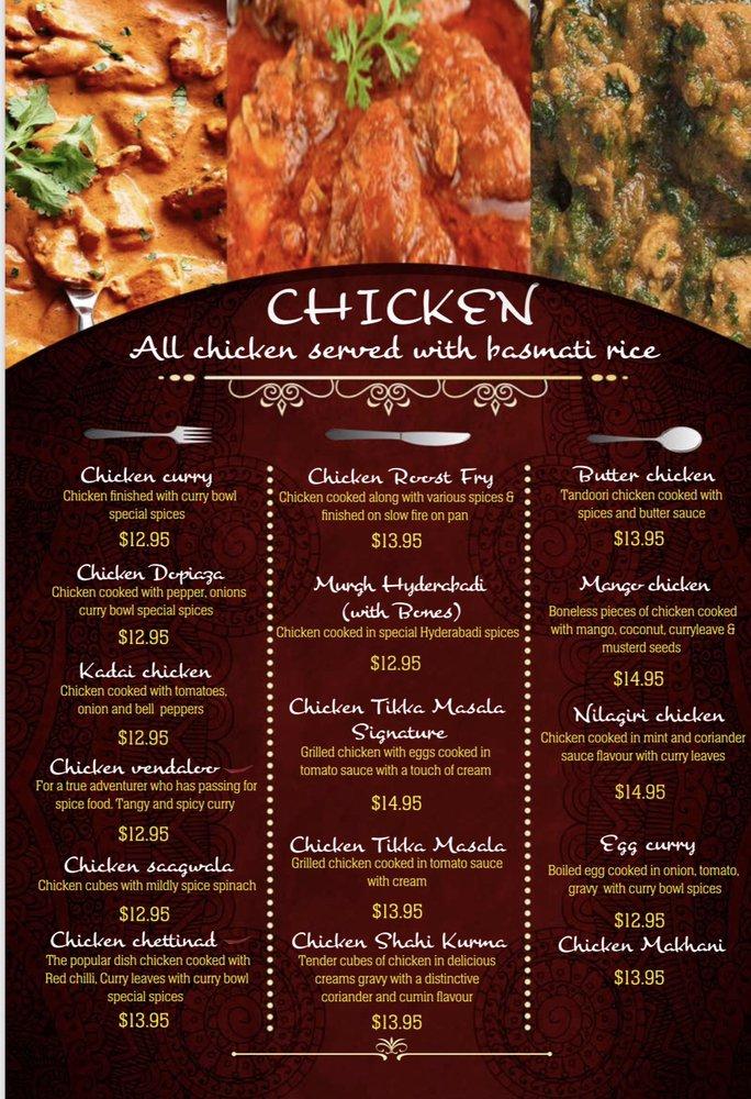 Menu at Curry Bowl Indian Restaurant, Folsom